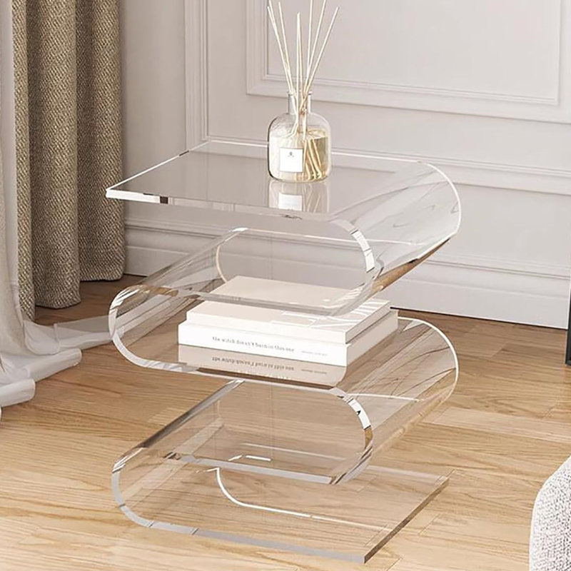 Guthrey Modern Light Luxury Acrylic Coffee Table Corrugated with Storage Transparent Color Wrought Studio